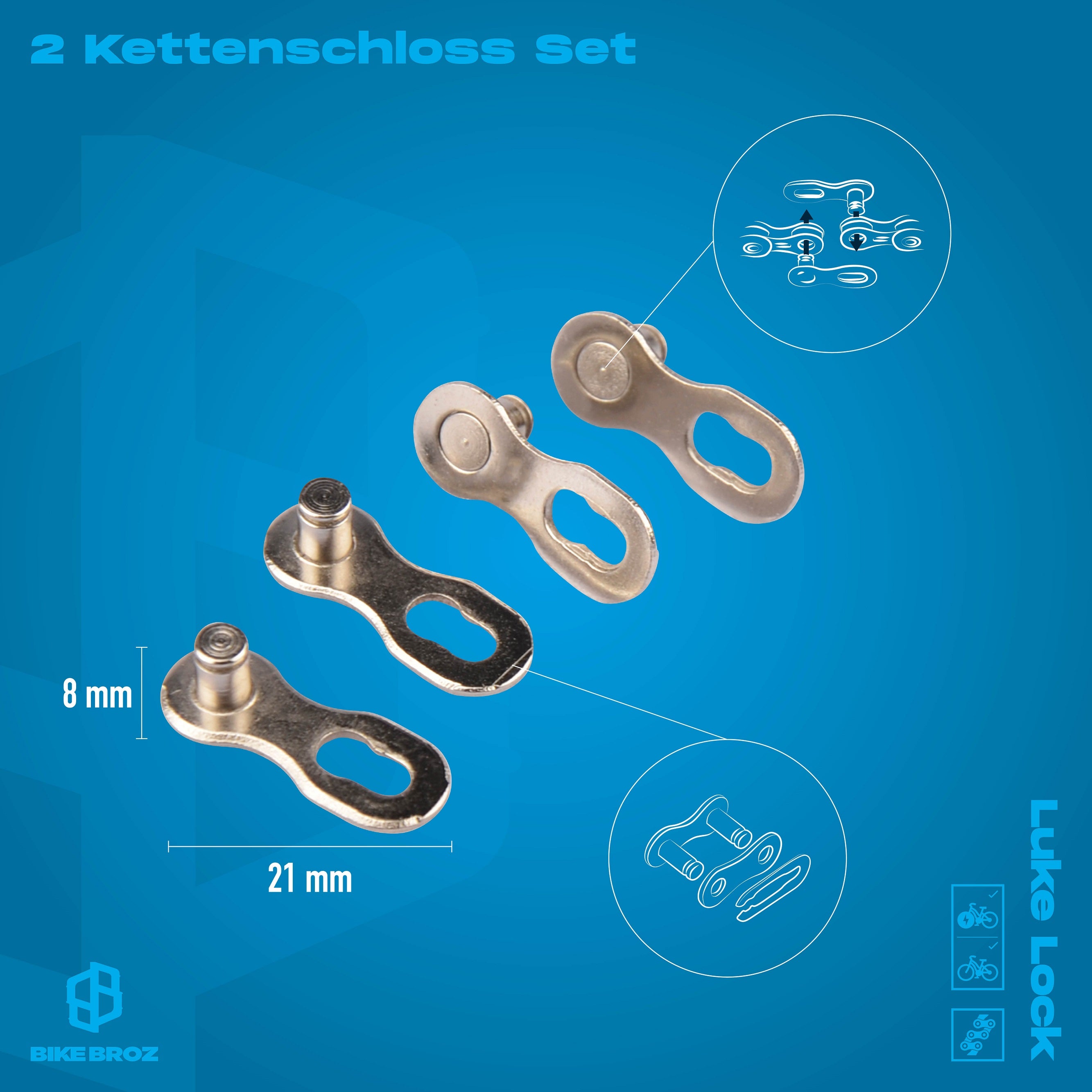 Fahrrad-Kettenverschlussglied für 12-fach-Kette "Luke Lock"